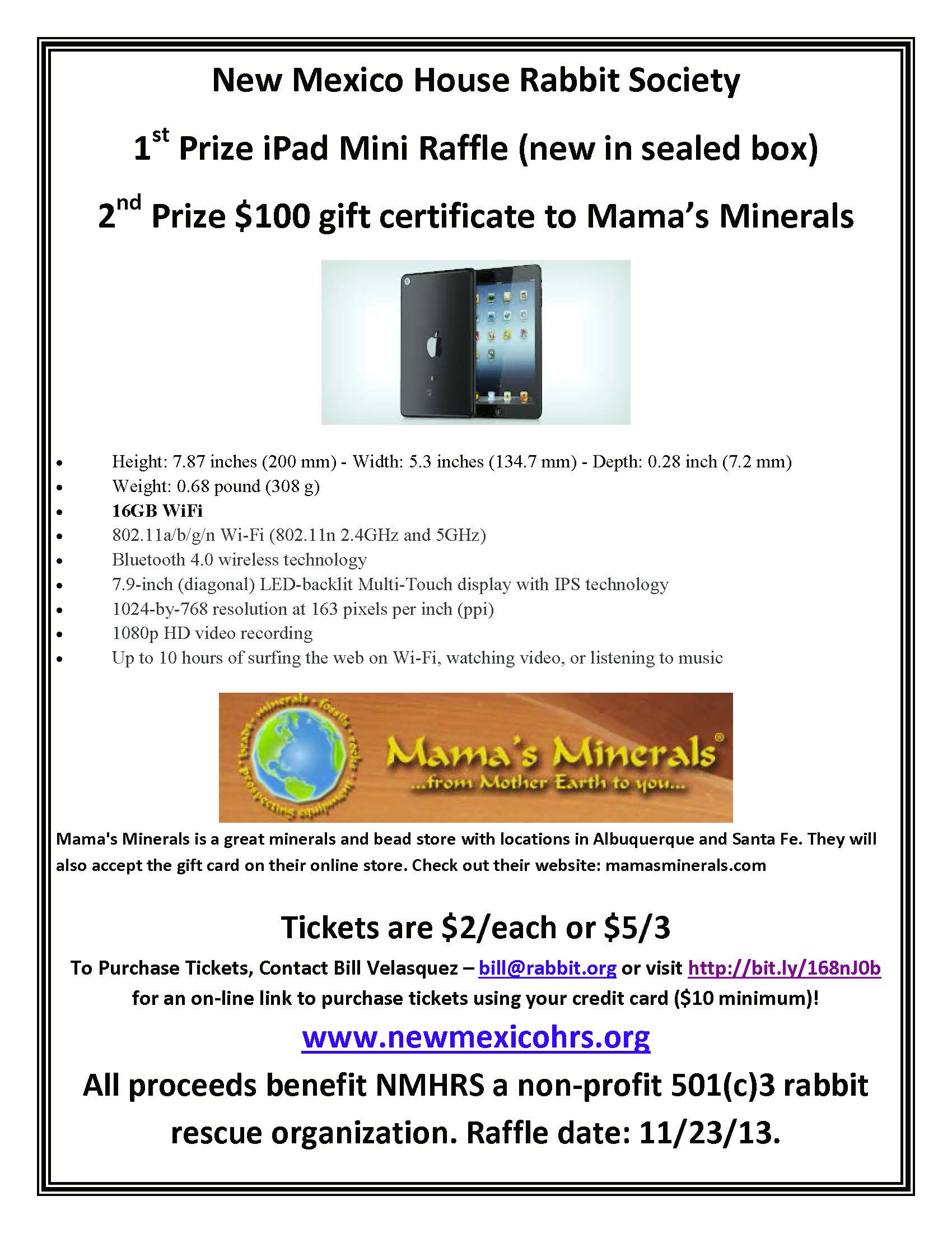 mini iPad raffle #2 – New Mexico House Rabbit Society